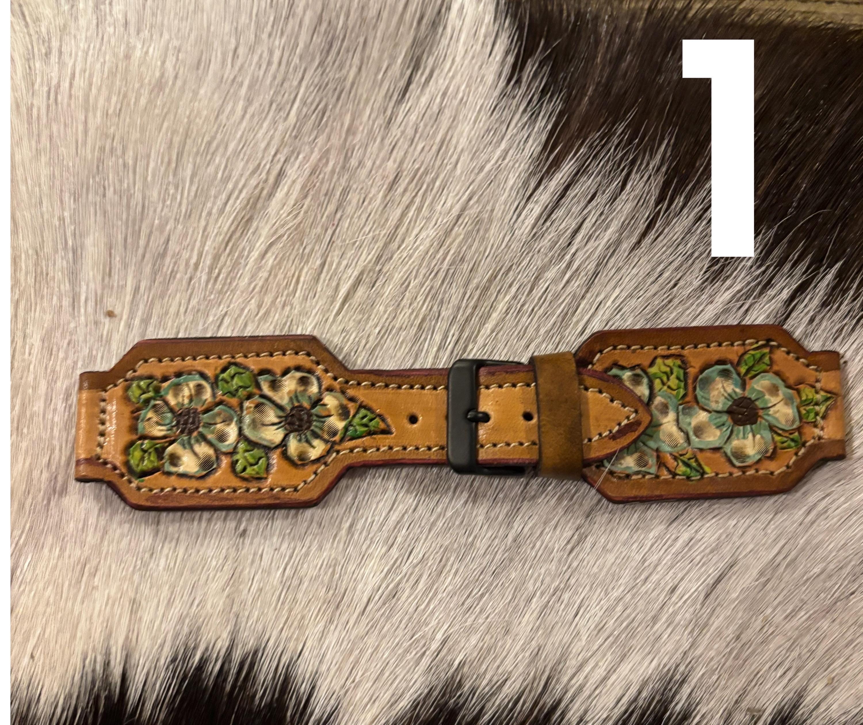 Hand Made and Tooled Authentic Leather Watch Band. - Etsy