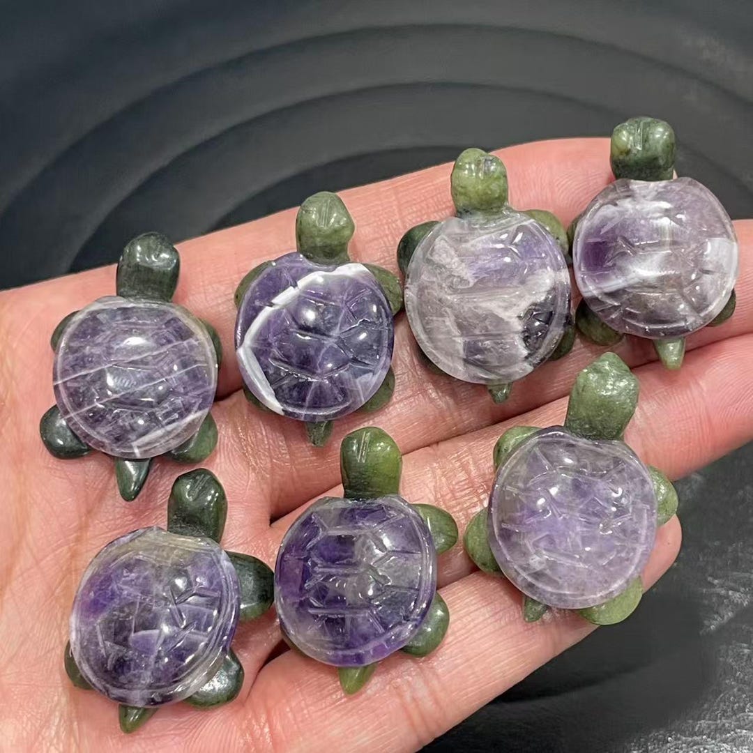 1" Natural Dream Amethyst Crystal Hand Carved Sea Turtle ,sea Turtle ...