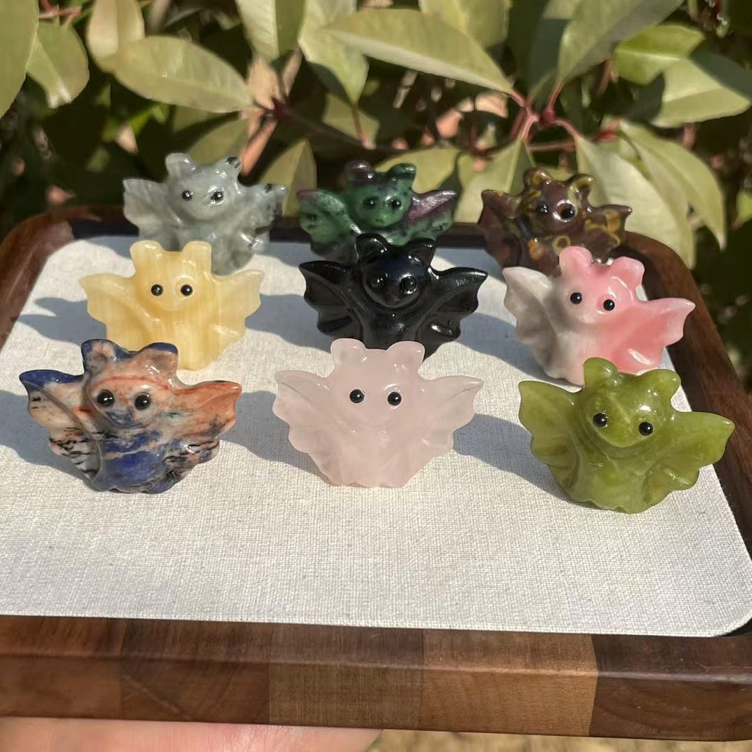 Natural Crystal Quartz, Hand Carved Bat, Mineral Gemstone Carving ...