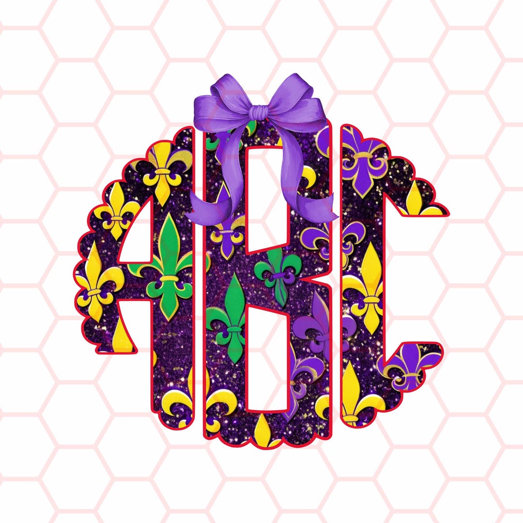 Custom Mardi Gras With Bow Monogram PNG, Mardi Gras Bow Monogram Png ...