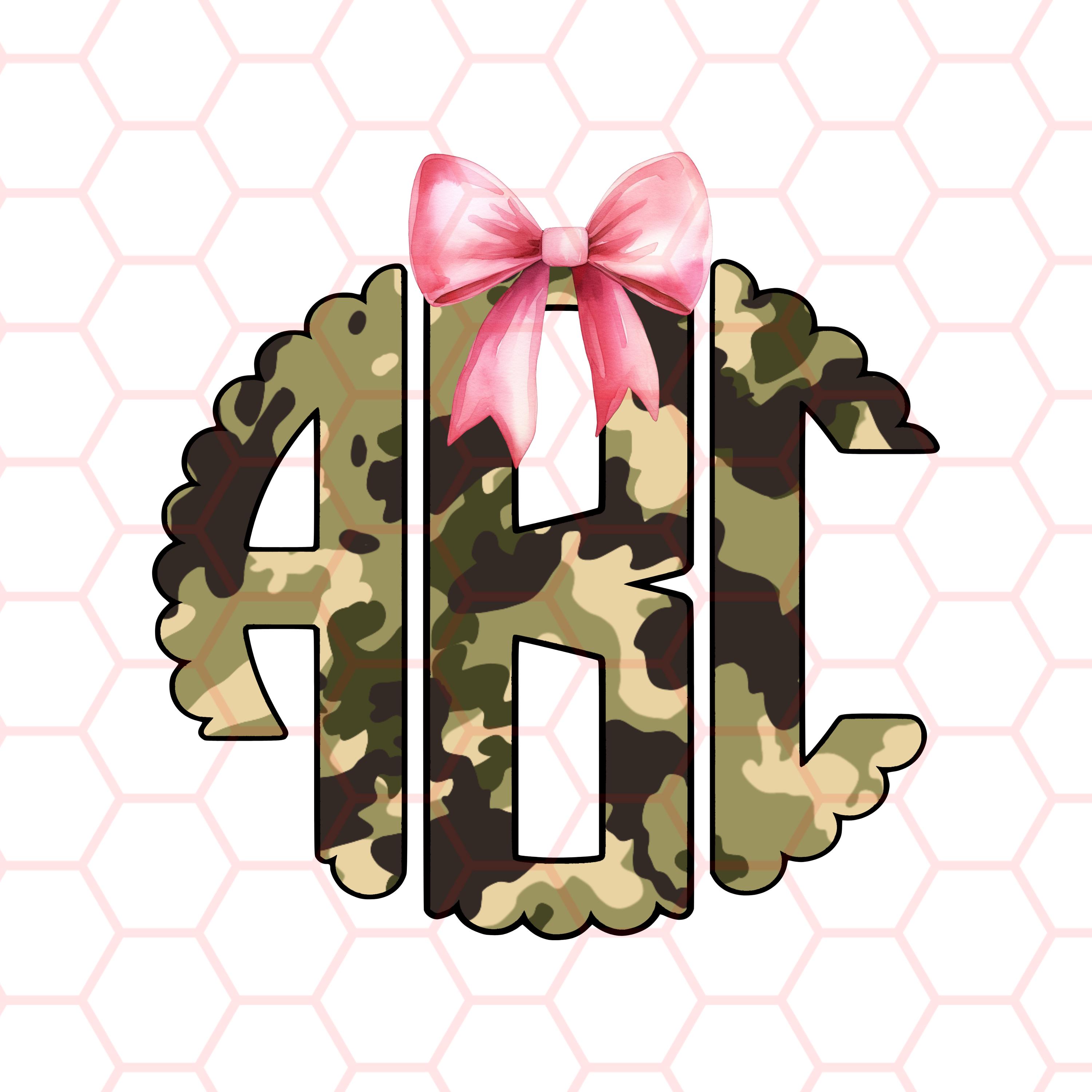 Custom Camo With Pink Bow Monogram PNG, Digital Download, Camo Bow ...