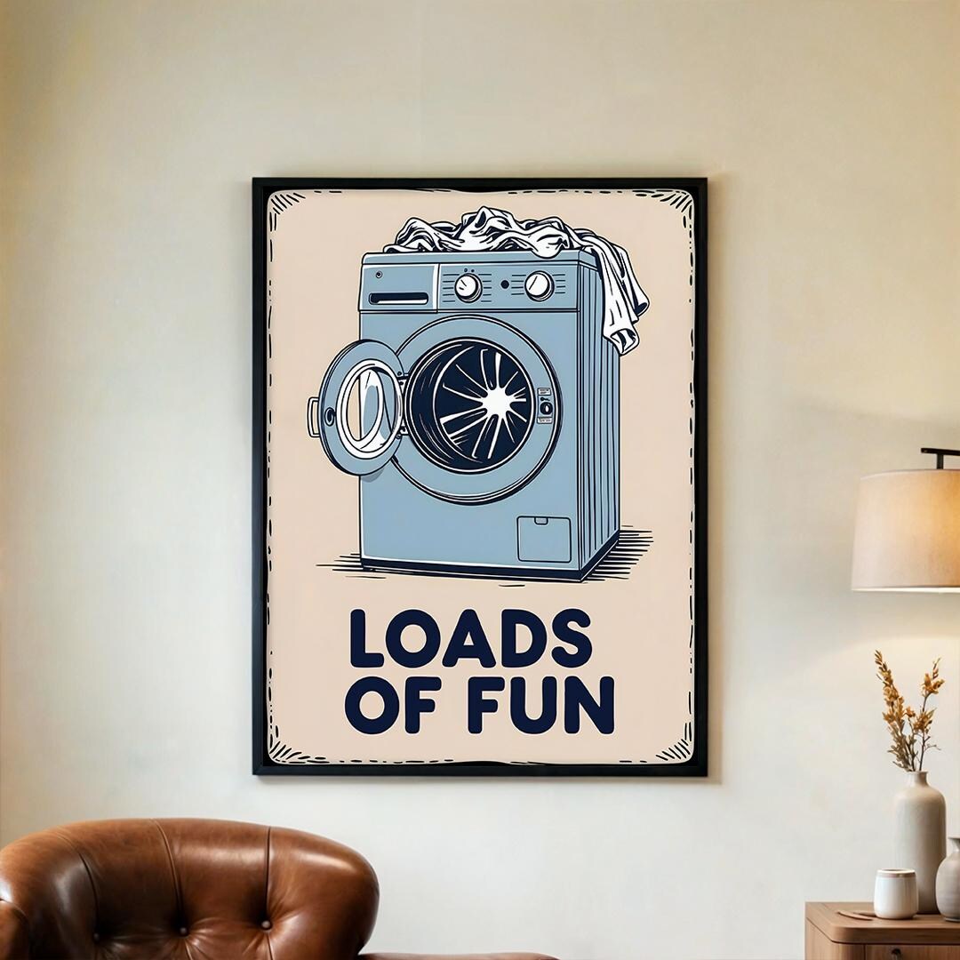 Laundry Room Poster – Funny Washing Machine Art, Retro Laundry Decor ...