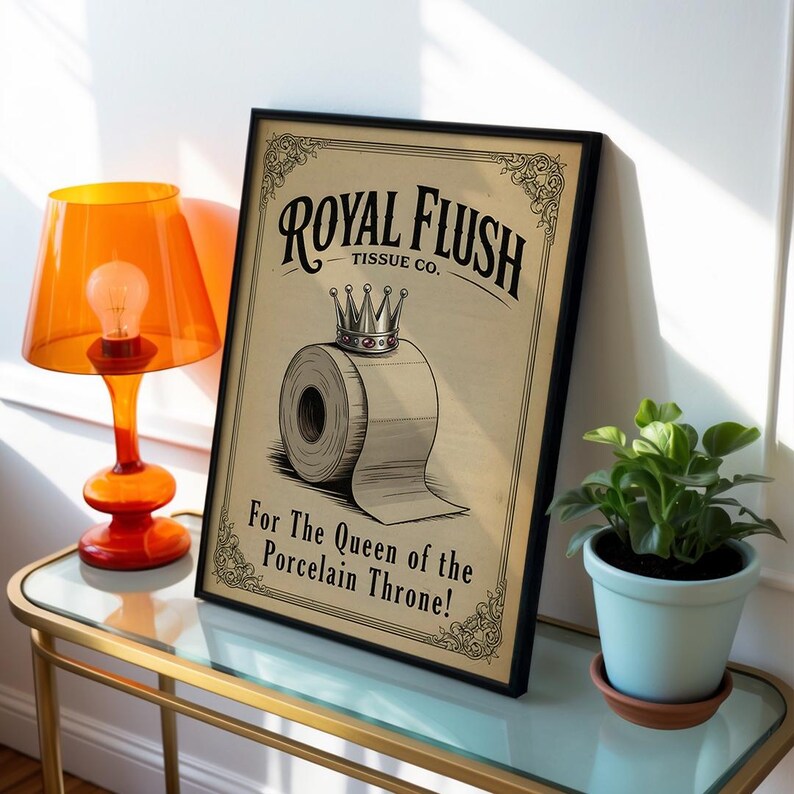 Royal Flush Poster – Funny Vintage Bathroom Wall Art, Retro Toilet ...