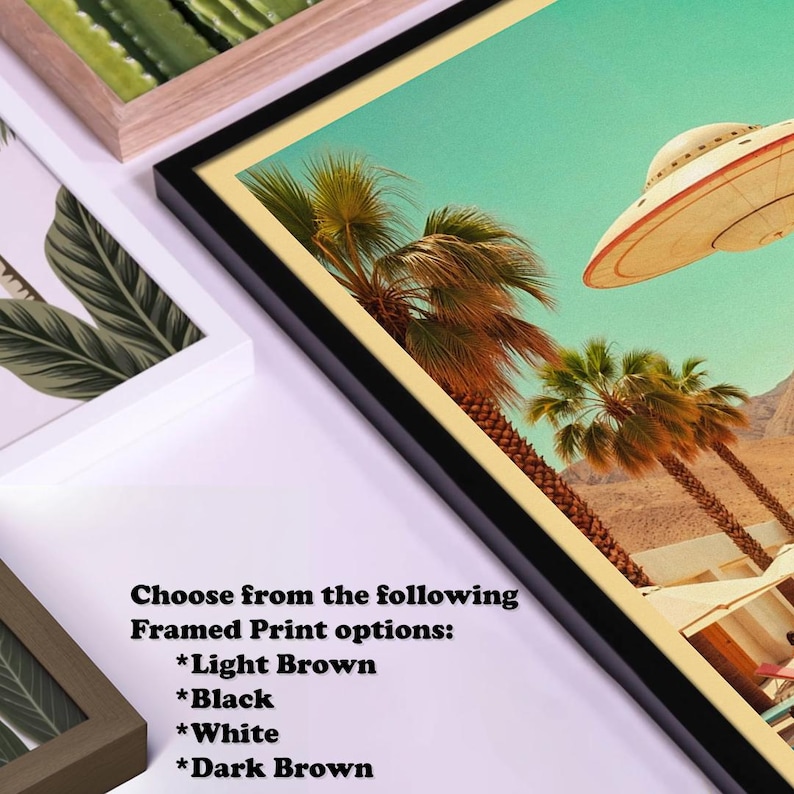 Retro UFO Pool Party Poster – Vintage Sci-Fi Wall Art Print, Palm ...