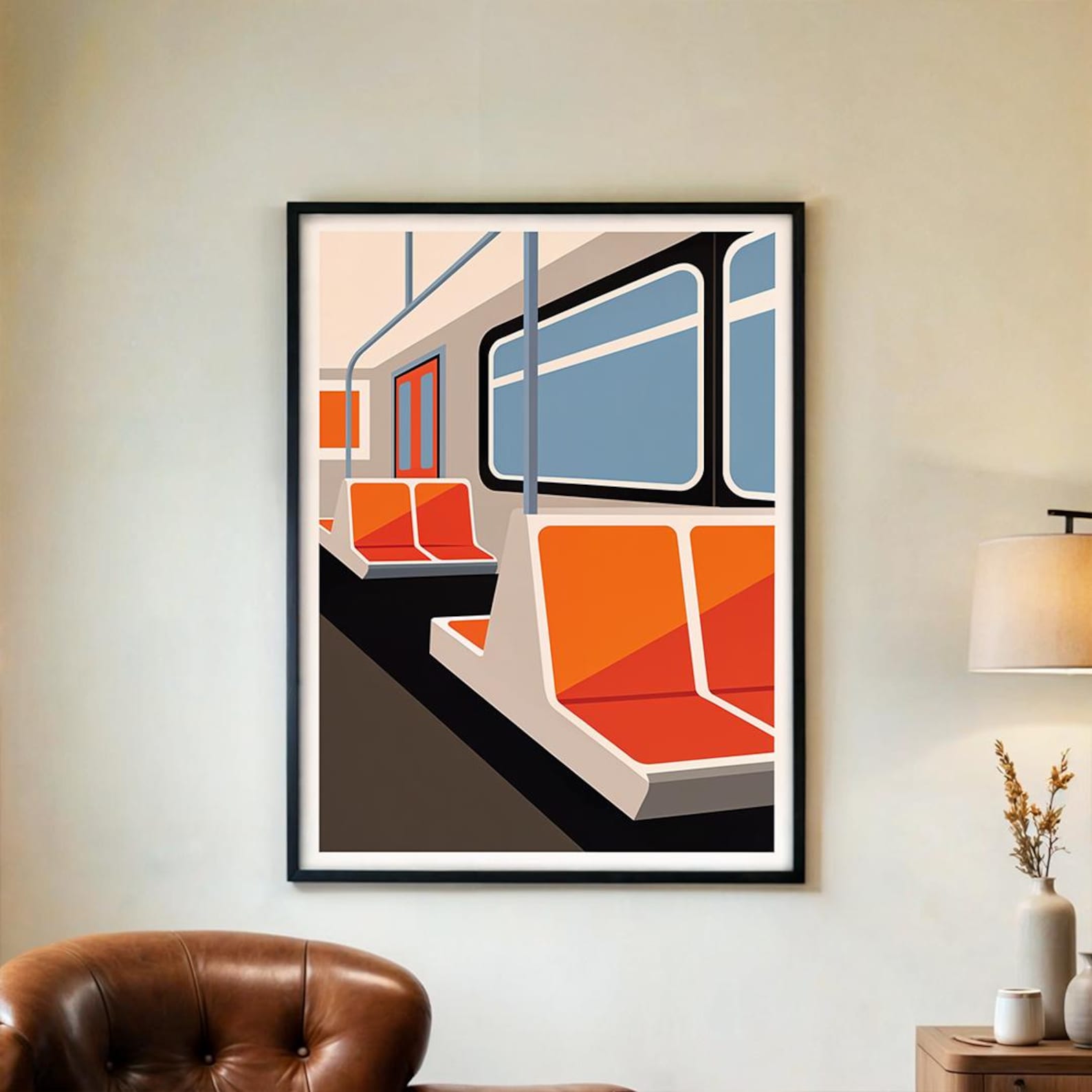 New York Subway Poster, Retro Train Wall Art, Vintage NYC Metro Car ...