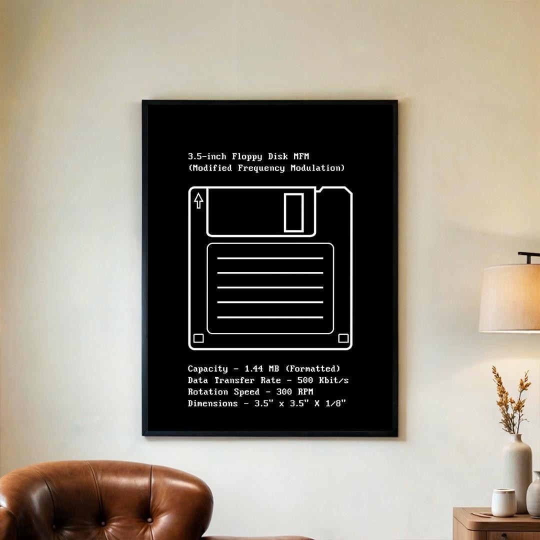 Retro Floppy Disk Poster – 80s MS Dos Wall Art Print, Vintage Computer ...