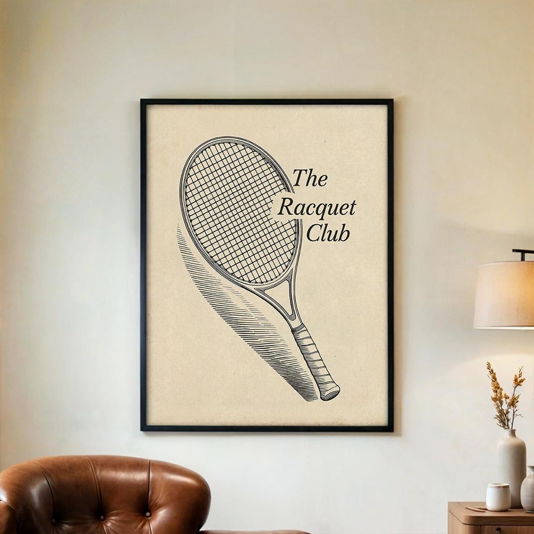 The Racquet Club Poster - Vintage Tennis Wall Art, Old Money Preppy ...