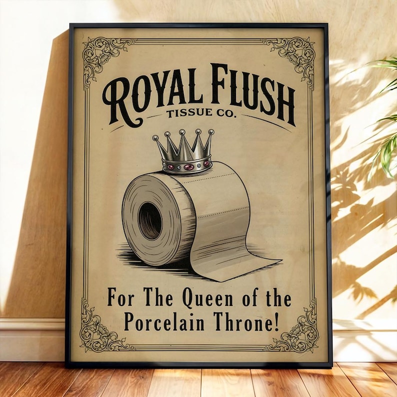 Royal Flush Poster – Funny Vintage Bathroom Wall Art, Retro Toilet ...