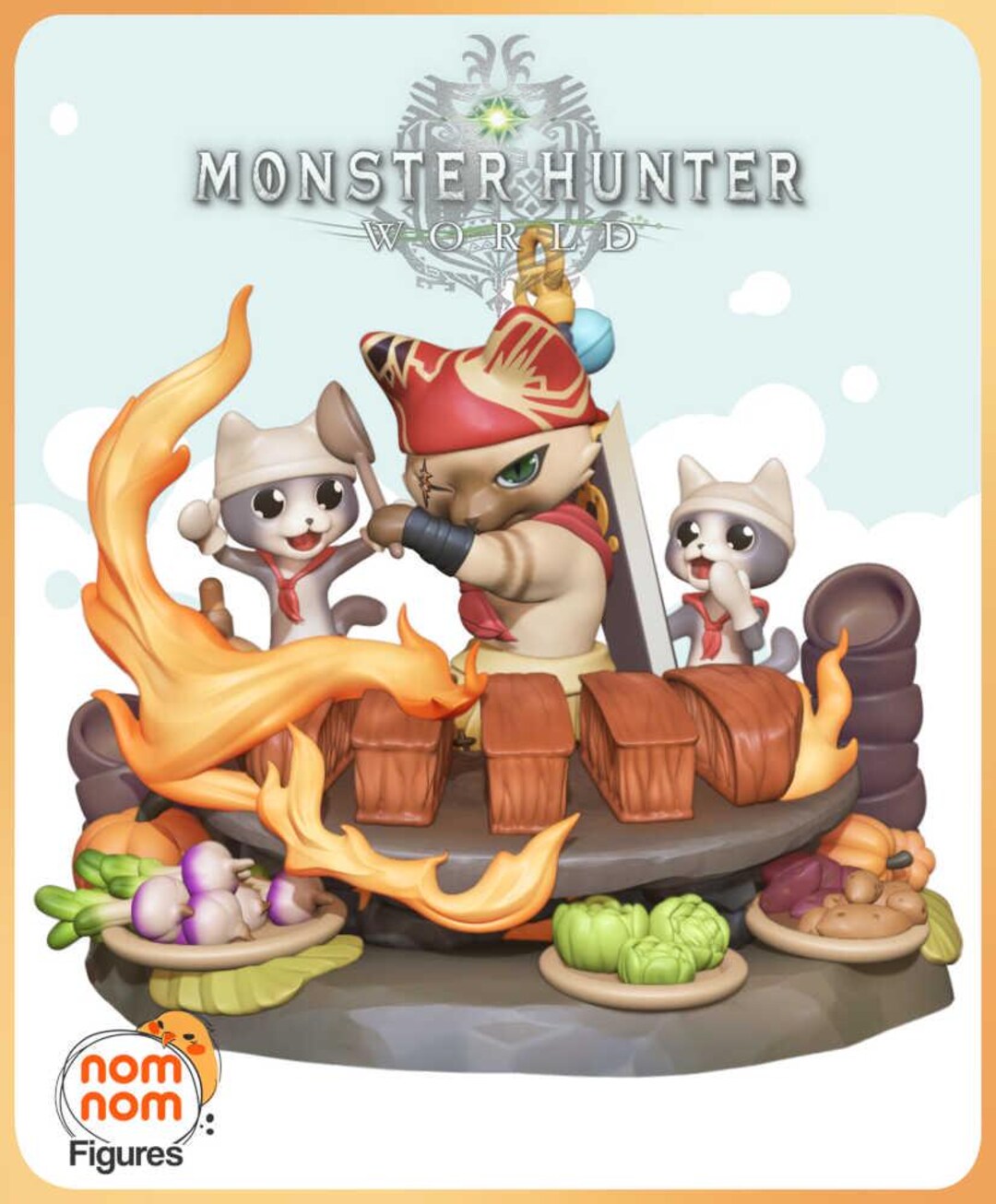 Meowscular Chef Chibi Version Action Figure Videogames Resin PLA ...