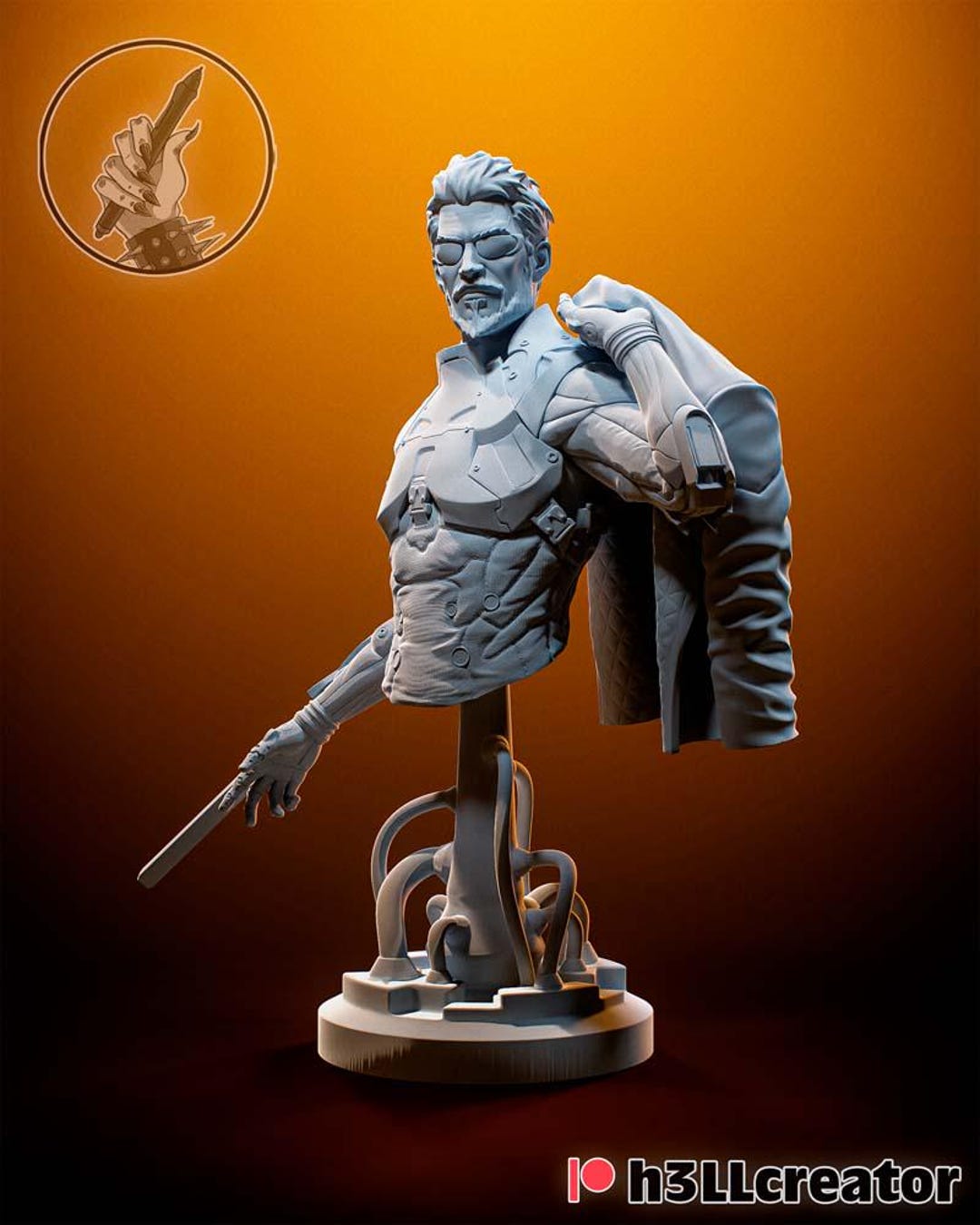 Adam Jensen Bust Action Figure Videogames Resin PLA Deus Ex - Etsy