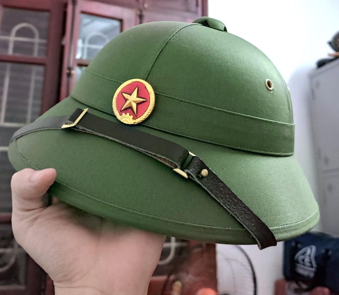Handcrafted Vietnamese Pith Helmet Traditional Army Style - Etsy