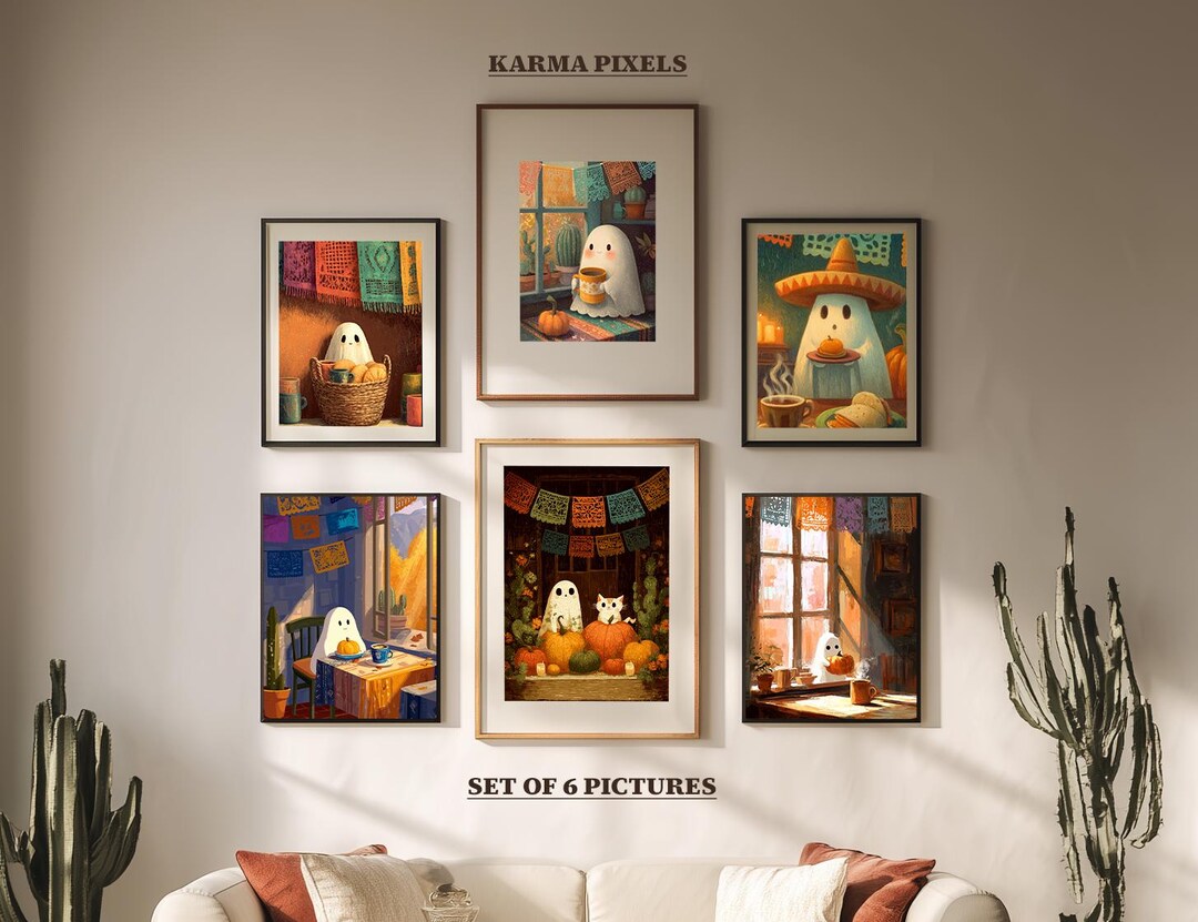 Сute Ghosts Set of 6 | Mexican Café De Olla Coffee Art | Ghost in ...