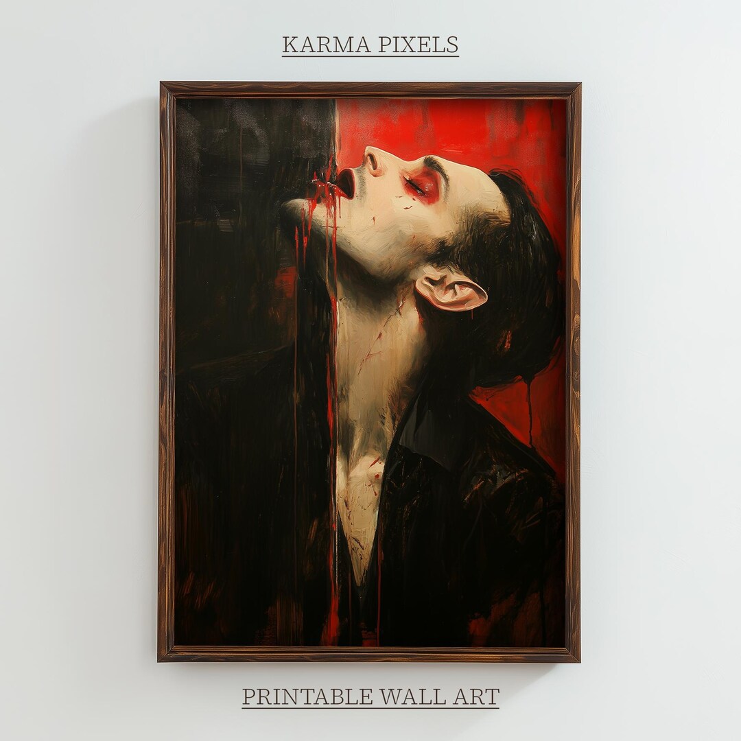 Haunting Vampire Print, Gothic Horror Oil Painting, Dark Fantasy Wall ...
