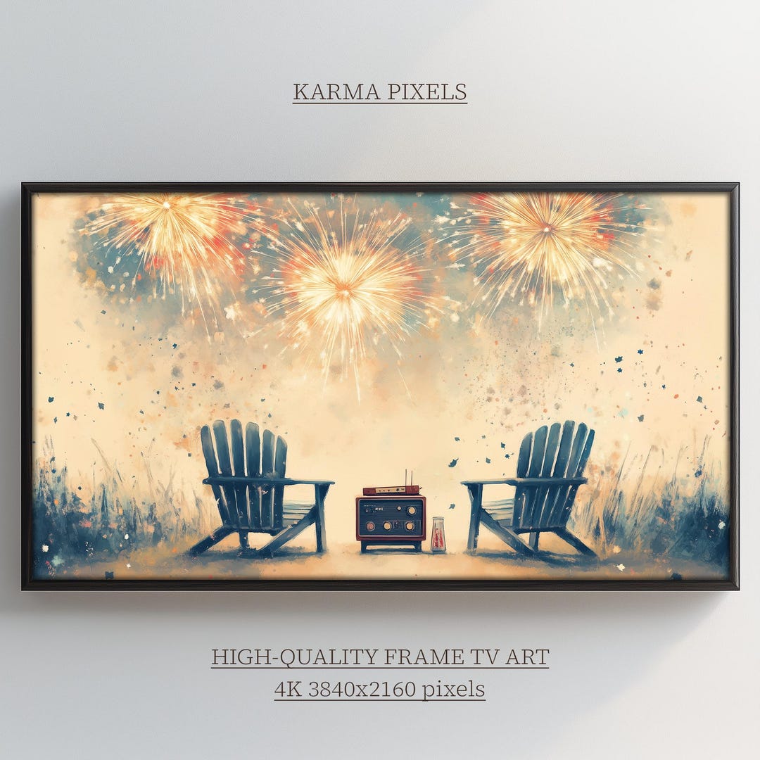 Barbecue Scene With Vintage Lawn Chairs Frame TV Art, Coastal Summer ...