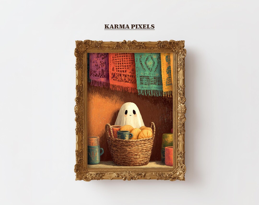 Cute Mexican Ghost Print | Mexican Café De Olla Coffee Art | Ghost With ...