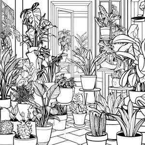 Plants Coloring Book Adult Coloring Book Botanical Themed Coloring ...