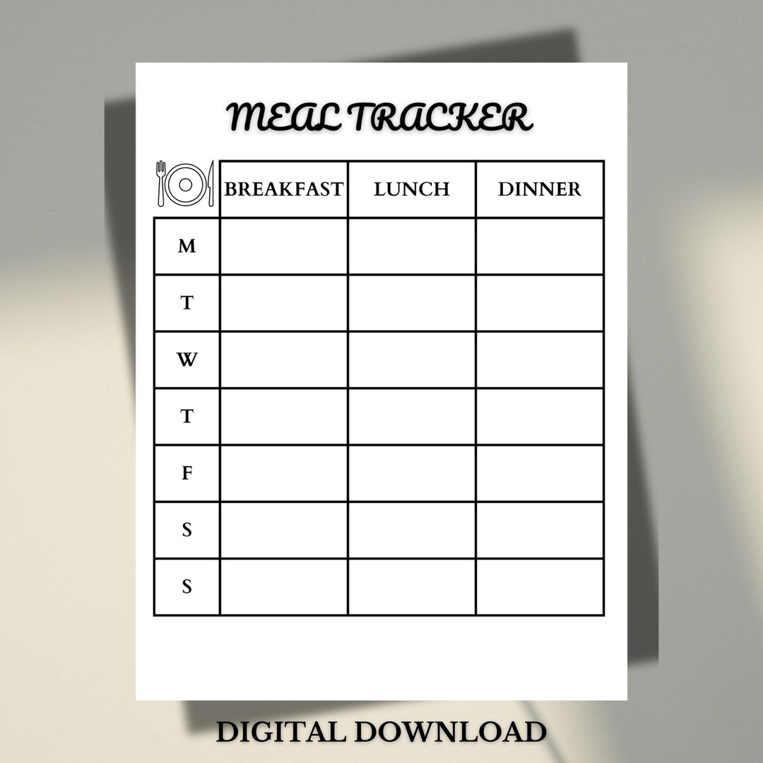 Weekly Meal Tracker, Digital Meal Tracker, Daily Weekly Meal Planner ...