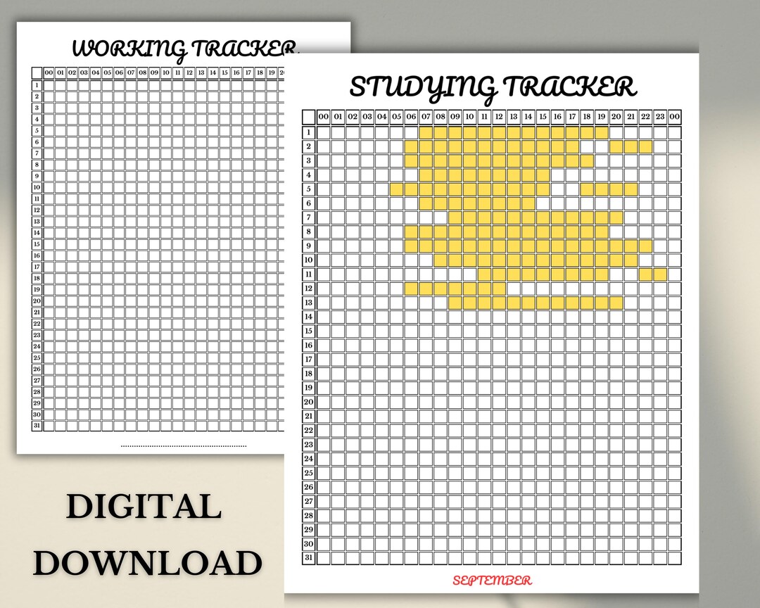 Study and Work Tracker, Daily Study Tracker, Monthly Work Tracker ...