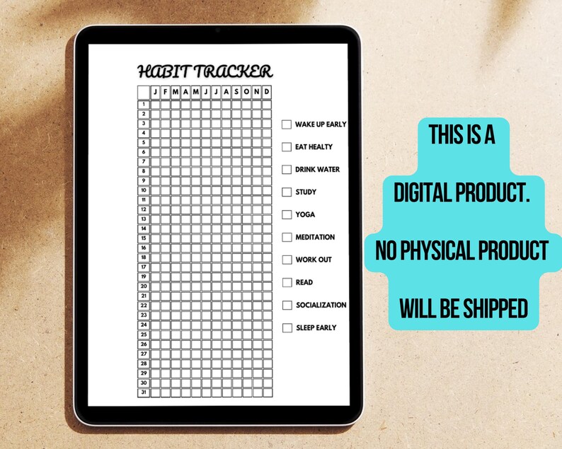 Table Yearly Habit Tracker, Habit Tracker Printable, Habit Tracker ...