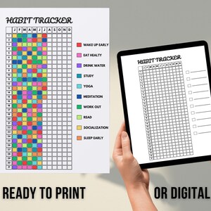 Table Yearly Habit Tracker, Habit Tracker Printable, Habit Tracker ...
