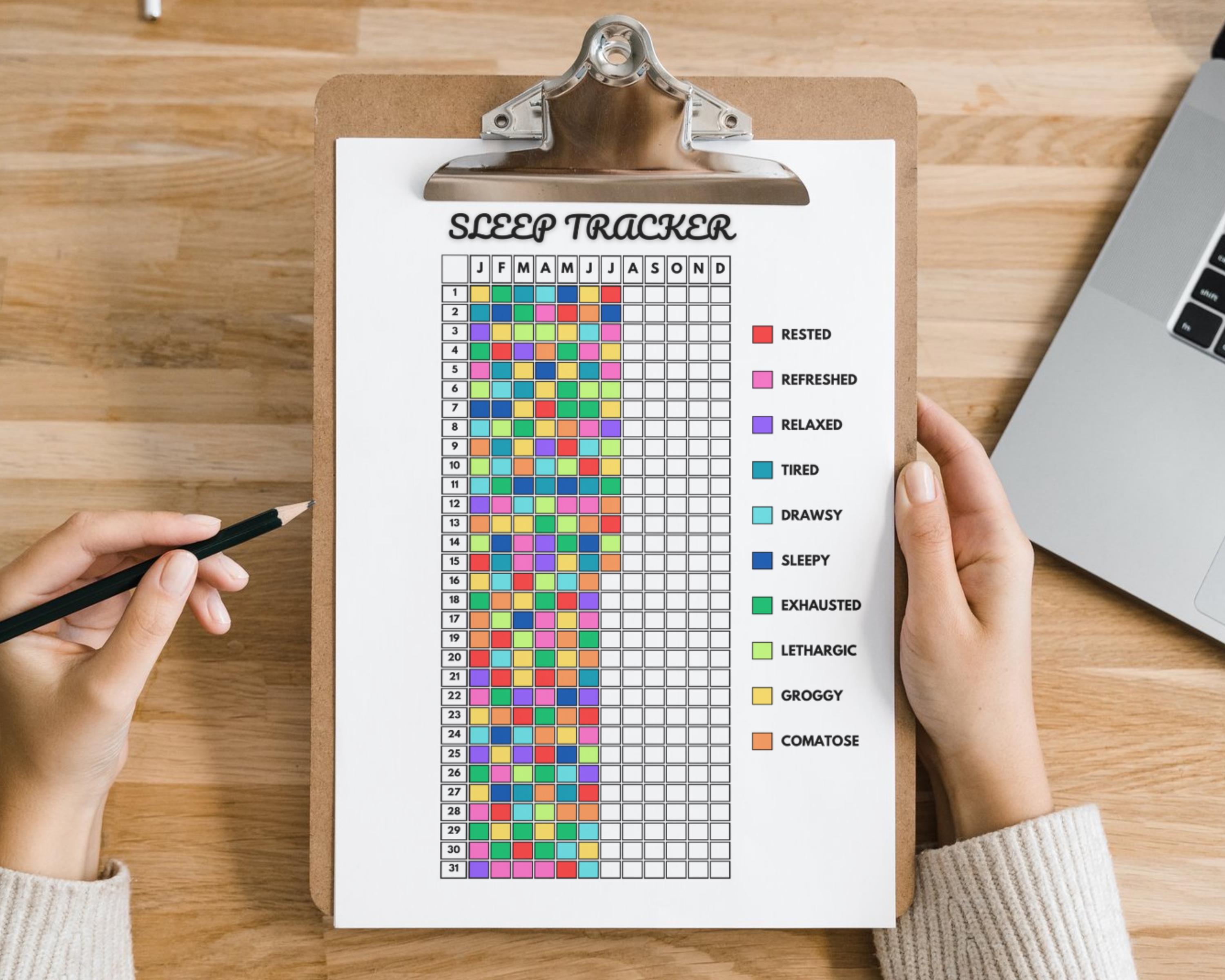 Table Yearly Sleep Tracker, Daily Sleep Tracker, Sleeping Tracker ...