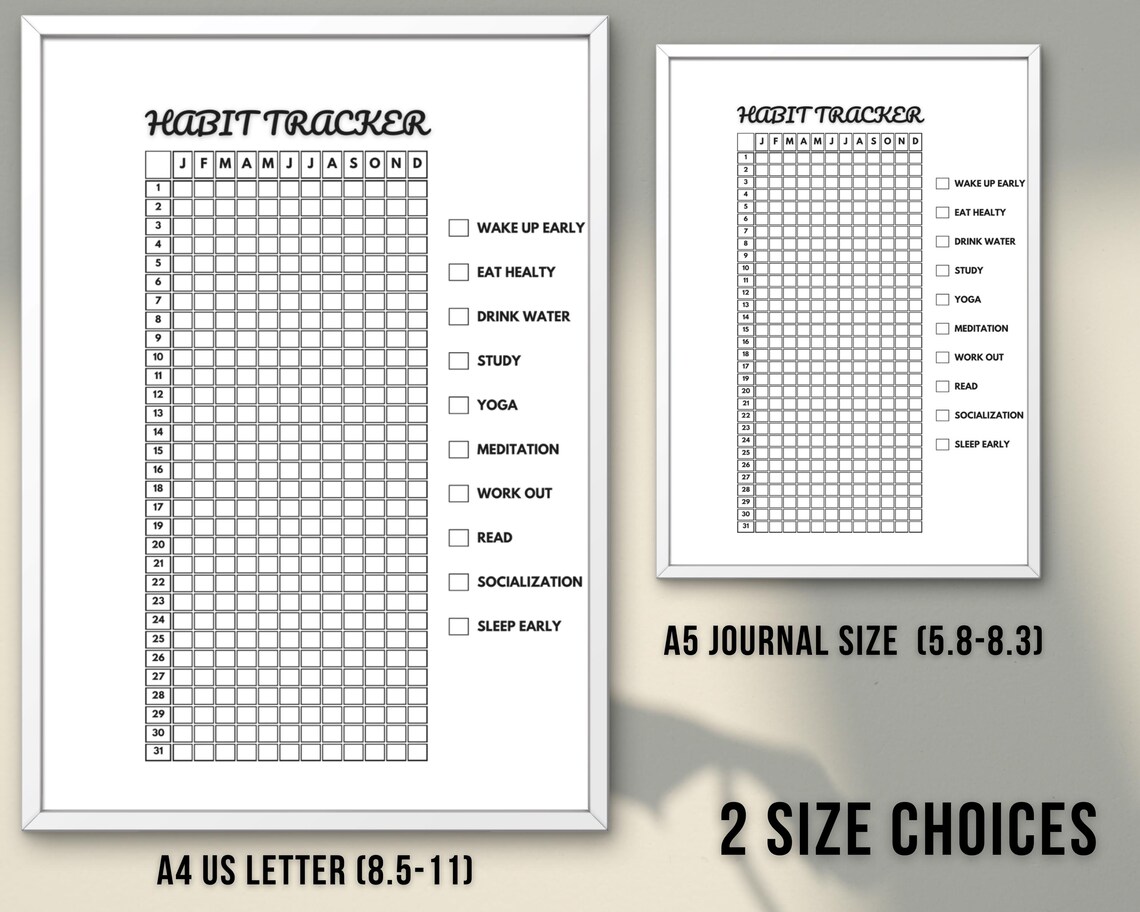 Table Yearly Habit Tracker, Habit Tracker Printable, Habit Tracker ...