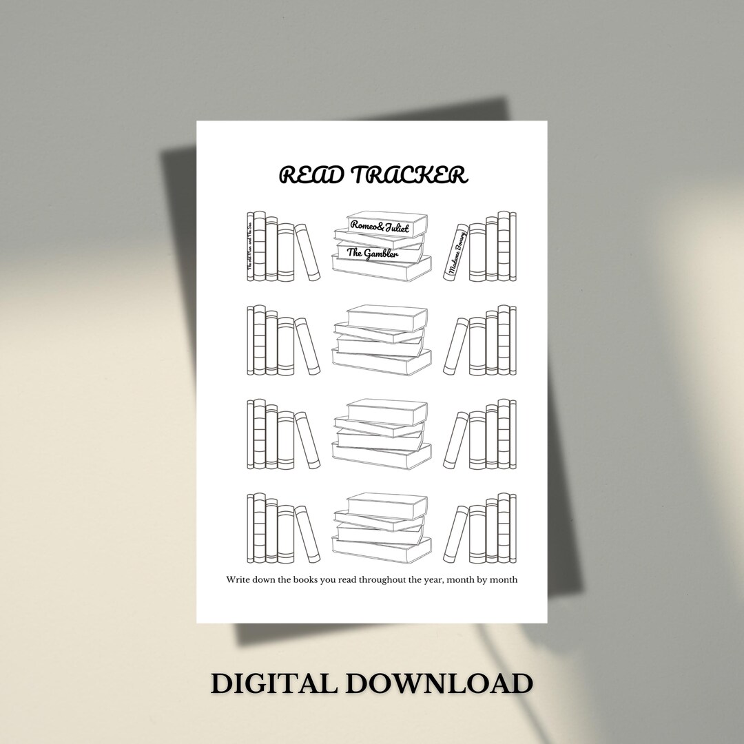 Read Tracker, Digital Book Tracker, Printable Book List, Reading ...