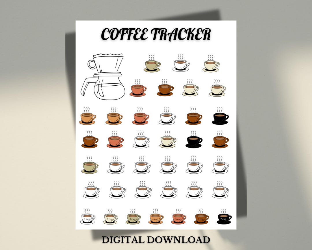 Daily Coffee Tracker, Cup of Coffee Tracker, Coffee Journal, Printable Coffee Tracker Pdf ...