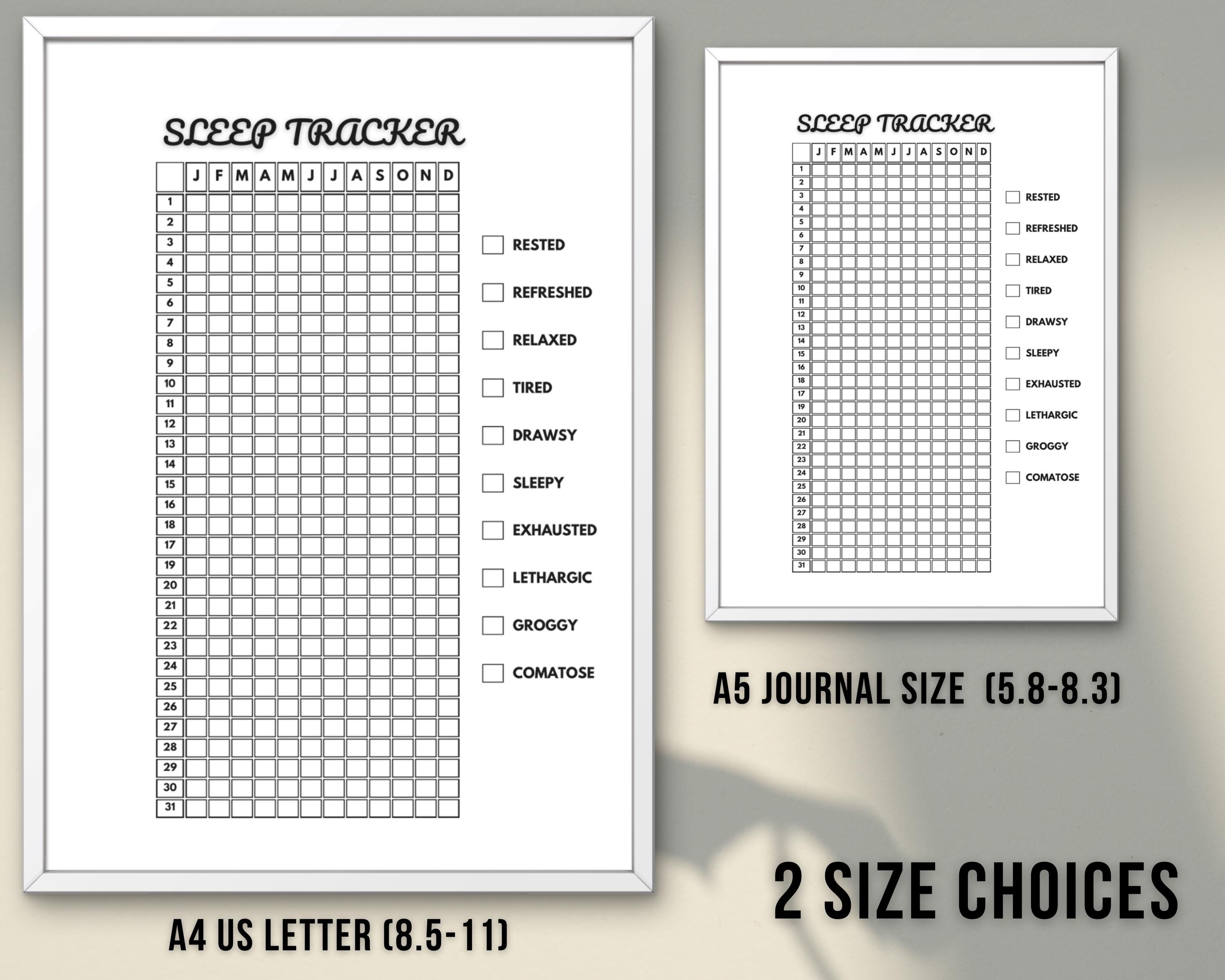 Table Yearly Sleep Tracker, Daily Sleep Tracker, Sleeping Tracker ...