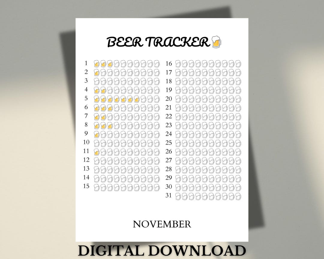 Monthly Beer Tracker, Alcohol Tracker, Drink Tracker, Beer Tracker Pdf ...