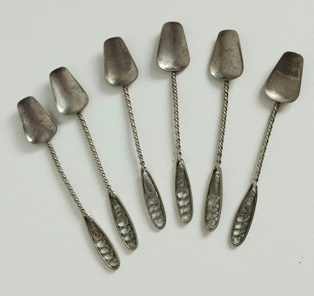 6 Spoons Filigree Small Collectible Flatware Vintage Filigree Coffee ...