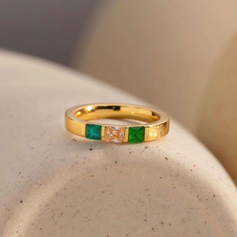 Square Stone Ring - Etsy