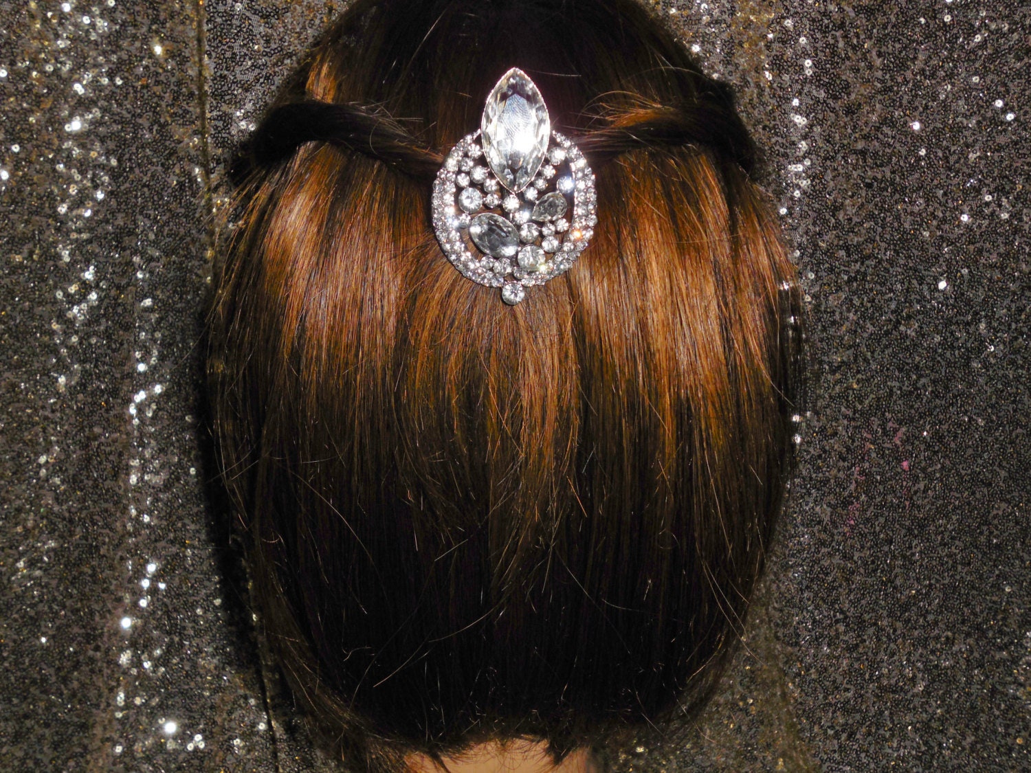 Silver Rhinestone Bridal Hair Clip | Etsy