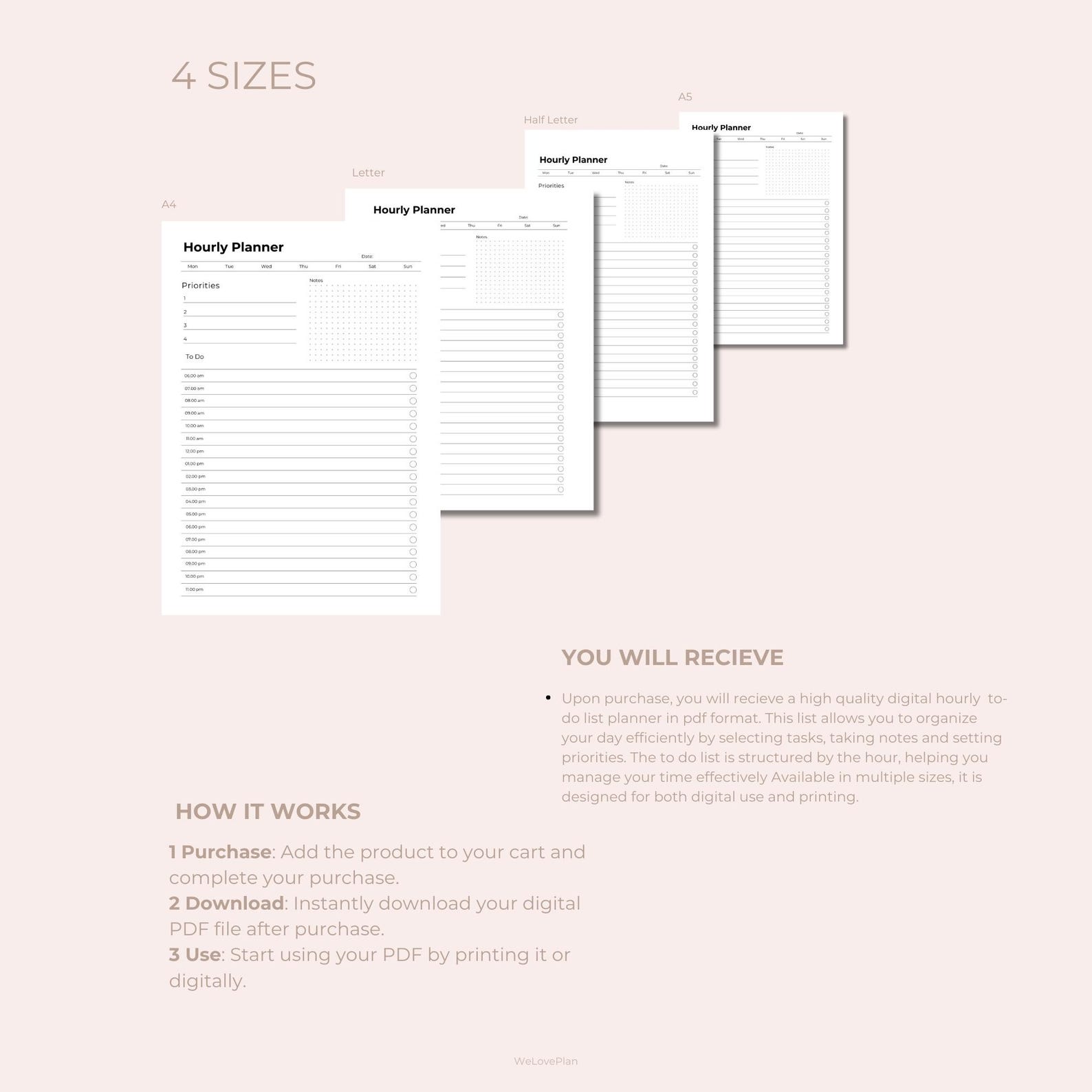 Printable Hourly to Do Template, Digital Daily Routine Planner, Daily ...