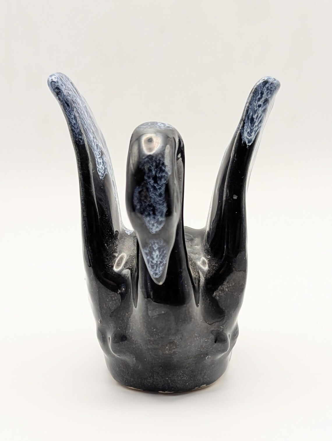 Swan Figurine Anna Van Briggle Black Drip Glaze Art Pottery Swan 1950's ...