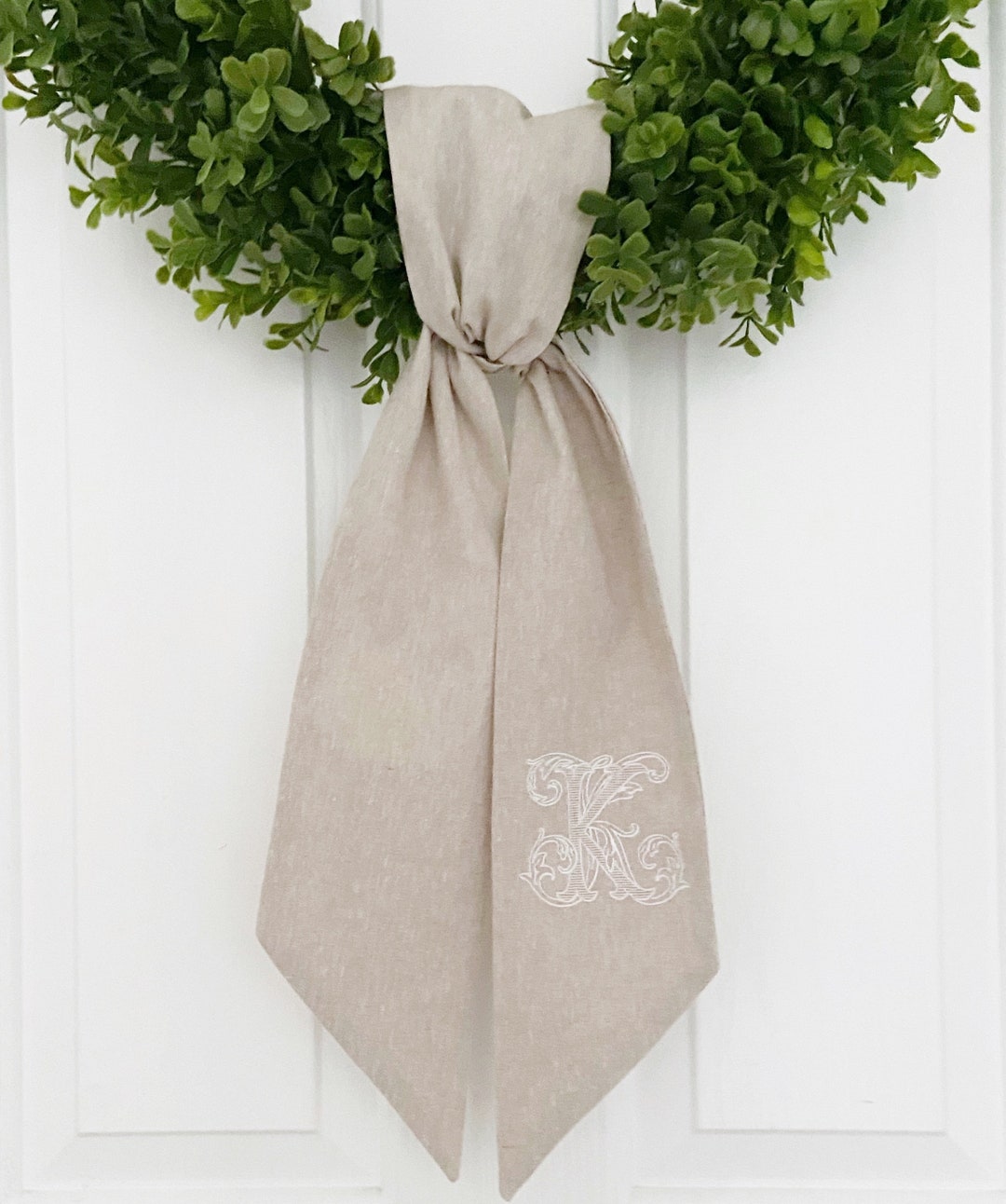 Antique Monogrammed Wreath Sash - Customized Wreath Sash - Initial ...