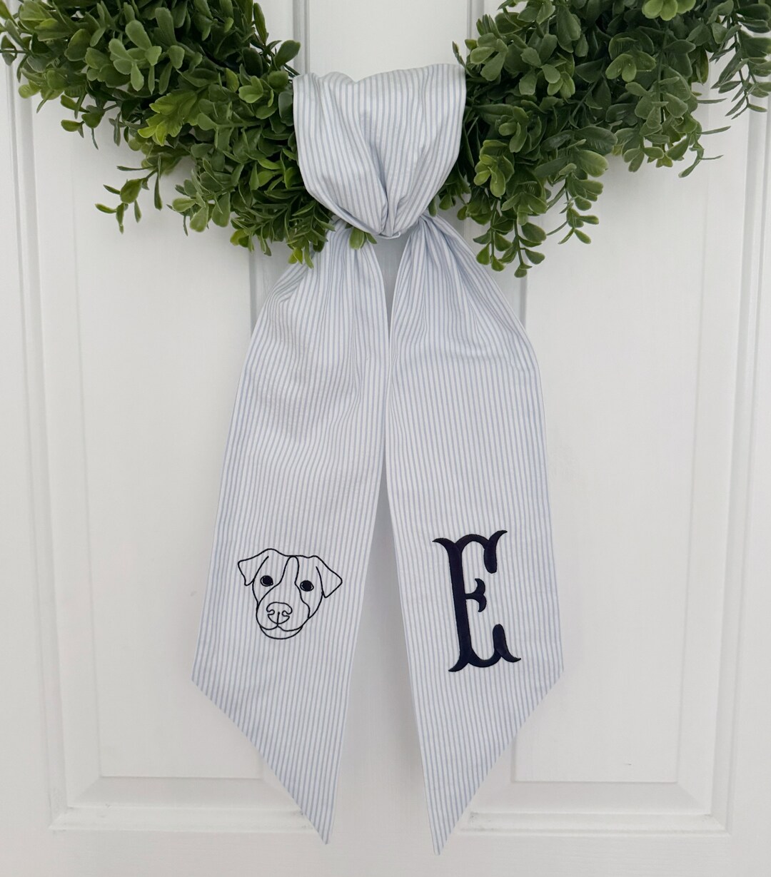 Seersucker Dog Wreath Sash - Custom Pet Wreath Sash - Custom Pet Decor ...