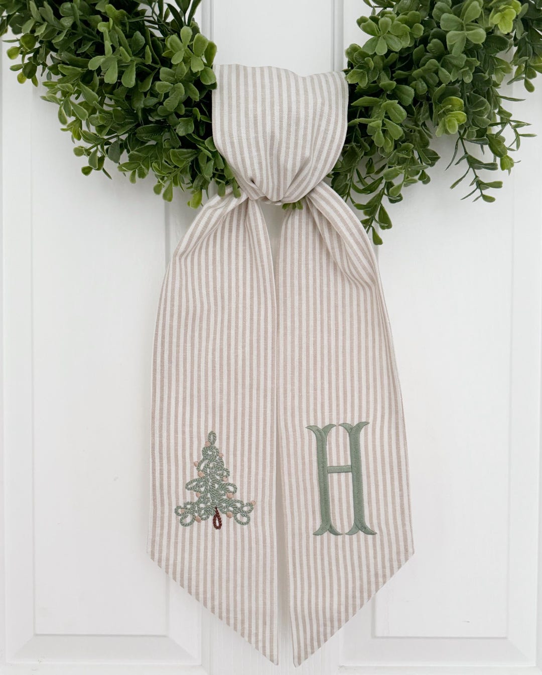 Sage Green Christmas Tree Wreath Sash - Custom Christmas Decor - Custom ...