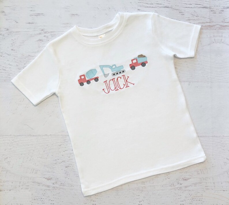 Construction Truck Shirt - Sketch Embroidery - Vintage Embroidered ...