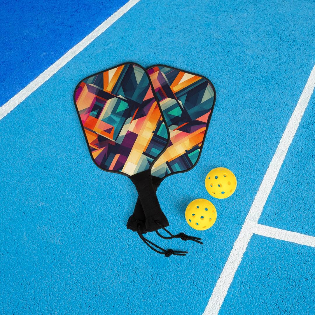 Abstract Geometric Pickleball Paddle Set, Funny Pickleball Gift, Custom ...