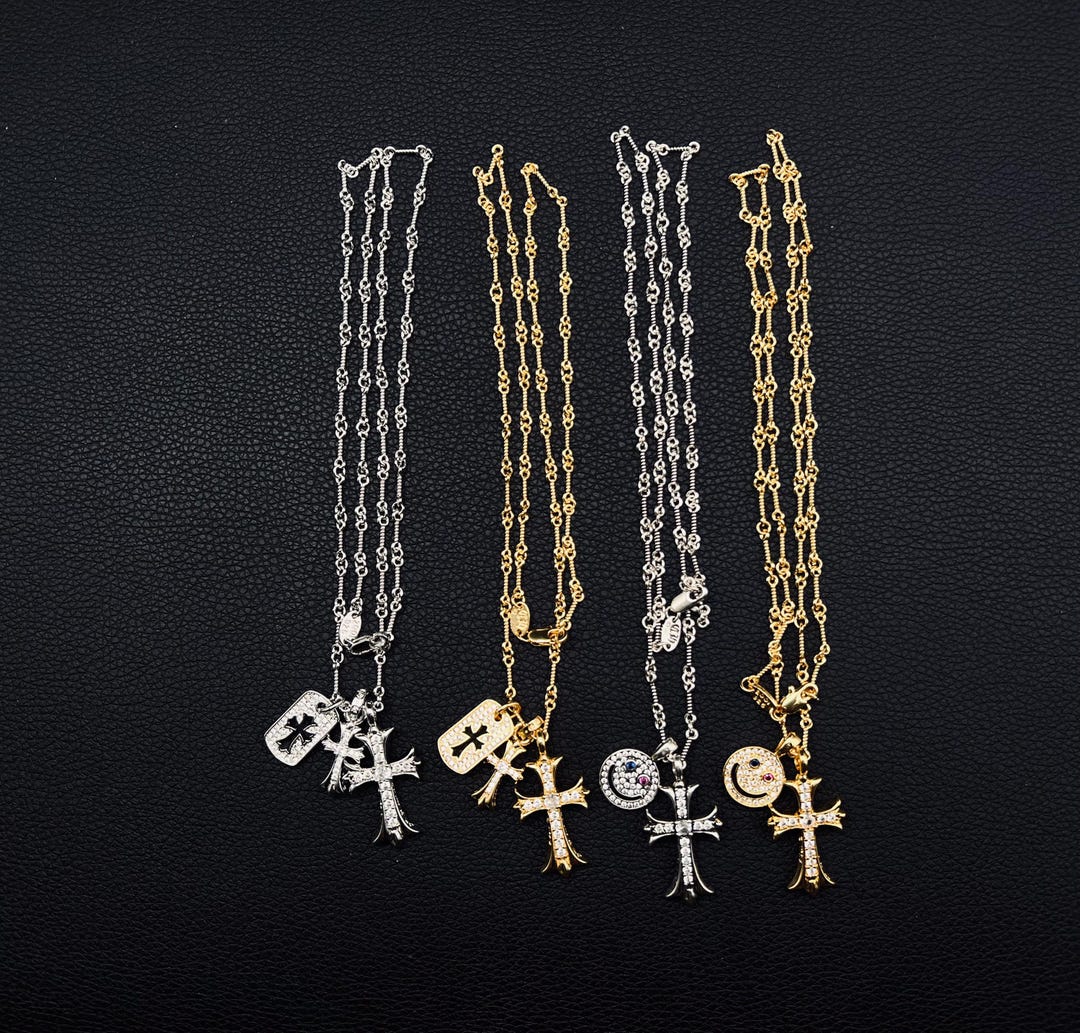 Smiley Cross Necklace Personalized Diamond Vintage Style Jewelry ...