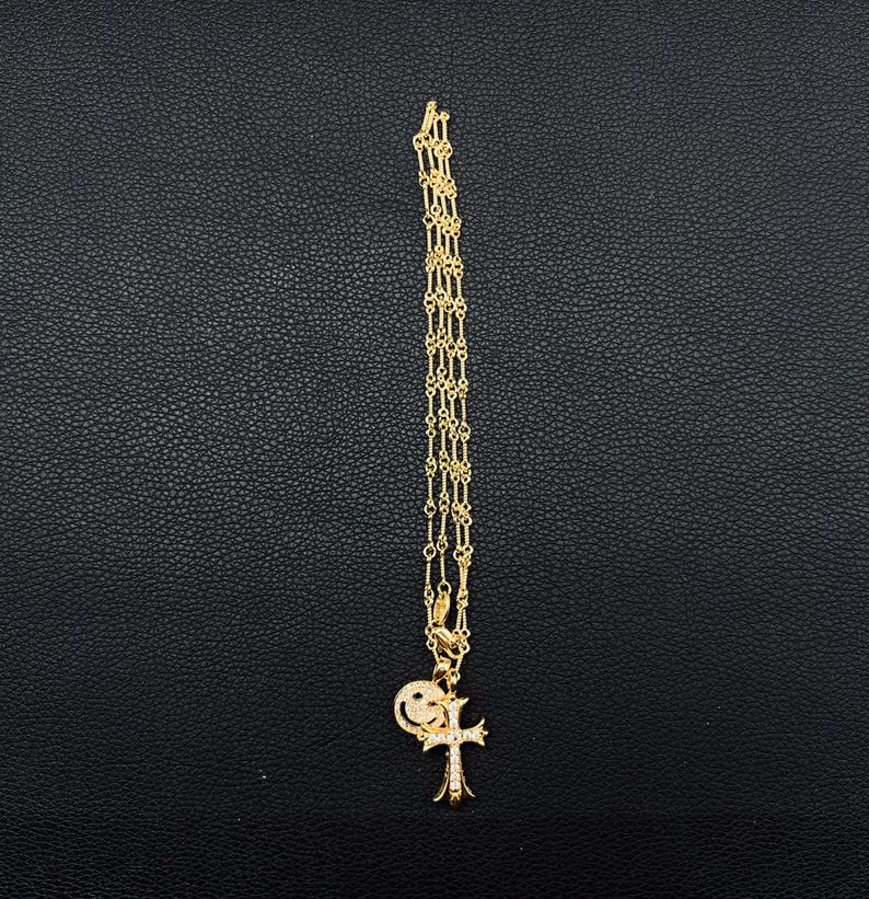 Smiley Cross Necklace Personalized Diamond Vintage Style Jewelry ...