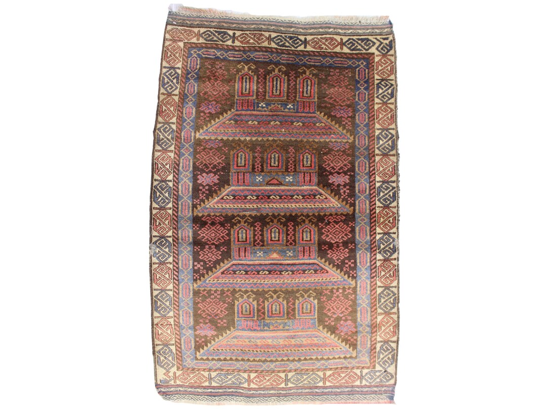 Vintage 3x4'5 Ft Baluchi Prayer Rug, Handmade Prayer Rug, Hand Knotted ...