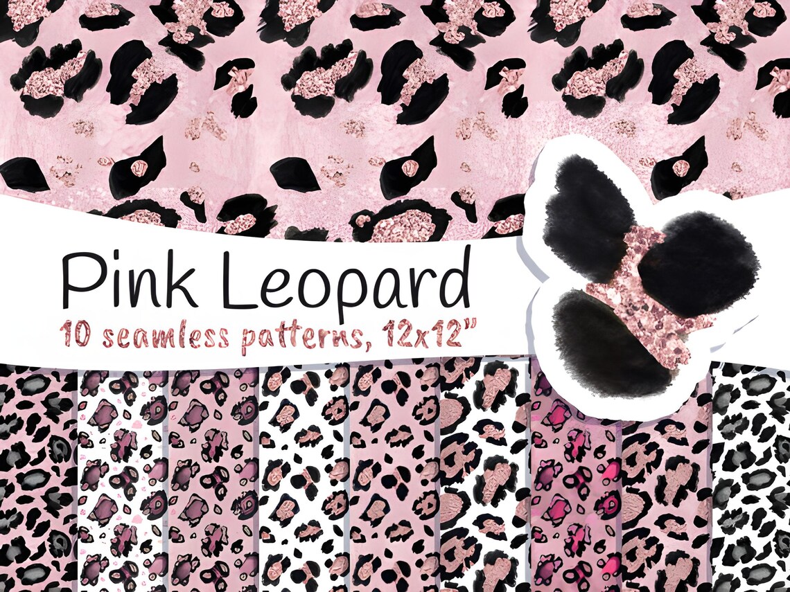 Rose Gold Leopard Digital Papers: Pink Glitter Cheetah Patterns (12x12 ...