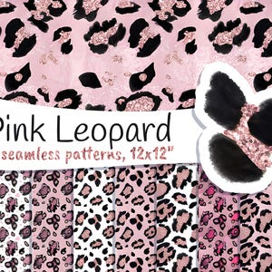 Rose Gold Leopard Digital Papers: Pink Glitter Cheetah Patterns (12x12 ...
