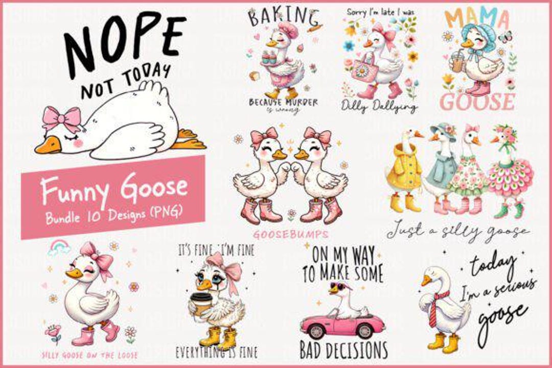 Funny Goose PNG Bundle – 10 Hilarious Goose Meme Designs – Sarcastic ...