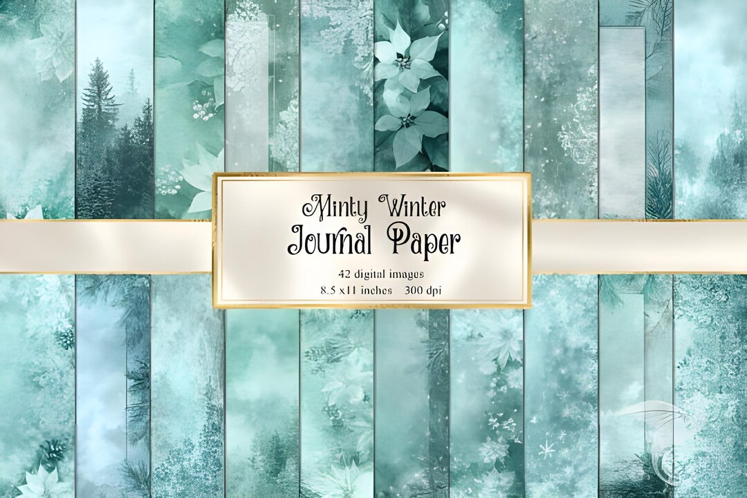 Minty Winter Journal Book Cover Bundle, Digital Paper Set - Etsy