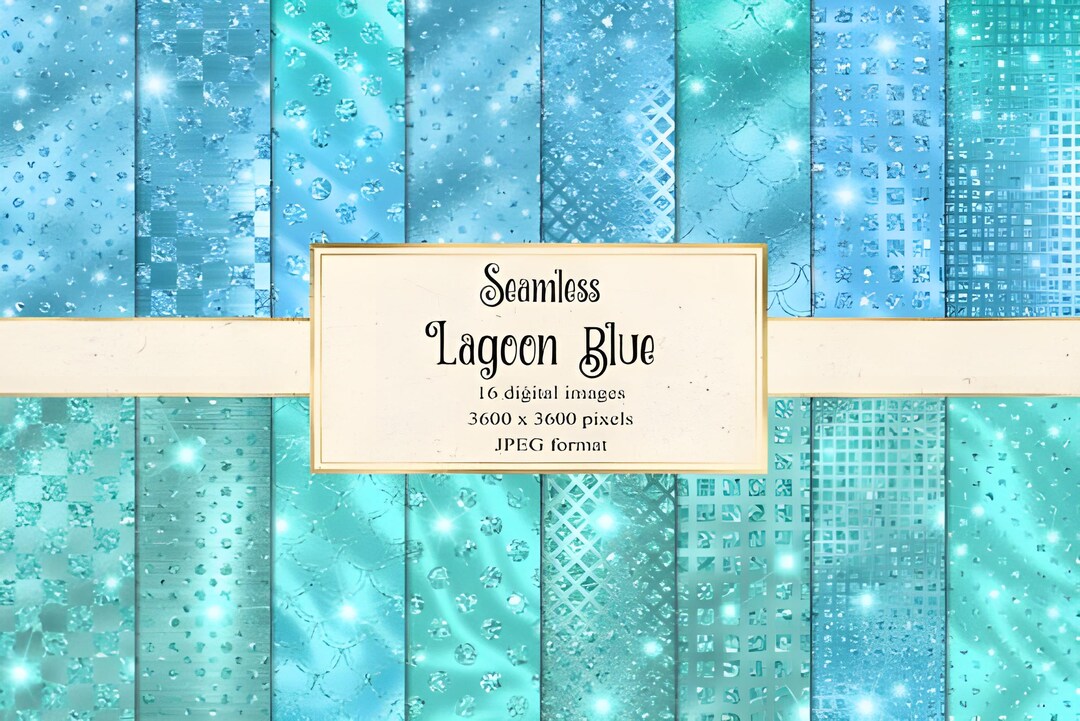 Lagoon Blue Glitter Digital Paper: Aqua Turquoise Backgrounds (digital ...