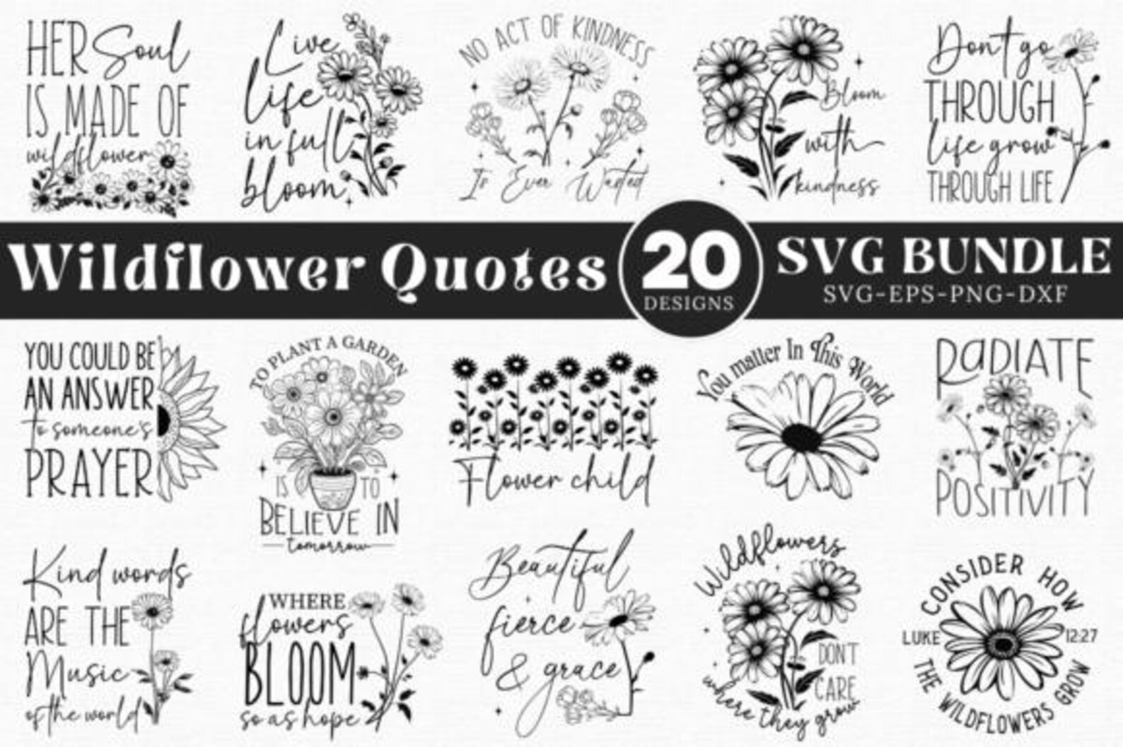 Boho Wildflowers SVG Files, Wildflowers PNG, Boho Floral Quotes, Cricut ...