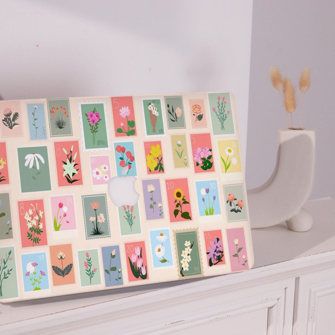 Floral Stamp Collection Pro Mac Protective Case Personalized Name for ...